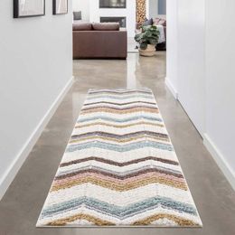 Carpet City Hochflor-Teppich &raquo;Focus 3009&laquo; rechteckig 20 mm H&ouml;he L&auml;ufer, Boho, Hochtief-Muster/ 3D-Effekt, f&uuml;r Wohnzimmer, Schlafzimmer bunt Polypropylen