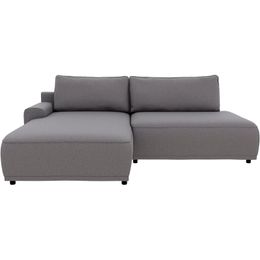Trendmanufaktur Ecksofa &raquo;Fordon II, Schlafsofa mit Bettkasten, Couch in L-Form, Breite 250 cm&laquo; in Struktur LUMOS, 3D-Effekt, anthrazit, Armlehne links
