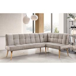 exxpo - sofa fashion Eckbank &raquo;Latte&laquo; moderne Sitz- und R&uuml;ckensteppung, bequem und elegant, hoher Holzfu&szlig; 100% PES
