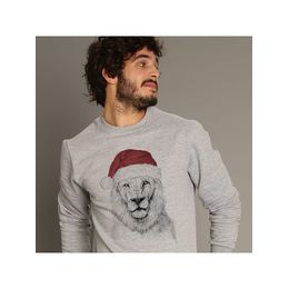 WOOOP Sweatshirt "Santa Lion" in Grau - 58% | Gr&ouml;&szlig;e XL | Herren-plussize