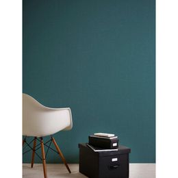 A.S. Cr&eacute;ation Vliestapete &raquo;Nara Einfarbig&laquo; gemustert matt neutral leicht strukturiert Unitapete Tapeten Wohnzimmer Schlafzimmer K&uuml;che modern Flur Design blau Vinyl,