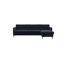 FLEXLUX Ecksofa &raquo;Fiore, super Sitzkomfort durch Kaltschaum im Sitz, L-Form&laquo; schmale Armlehnen, F&uuml;&szlig;e Alu+schwarz blau 100% Polyester