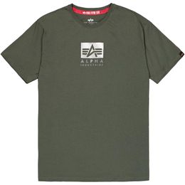 Alpha Industries Herren Rundhalsshirt &raquo;Satin Logo T&laquo; gr&uuml;n S