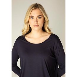 Base Level Damen Langarmshirt &raquo;Yolanda&laquo; Weiter Schnitt mir formgebendem Einsatz in der H&uuml;fte blau 38
