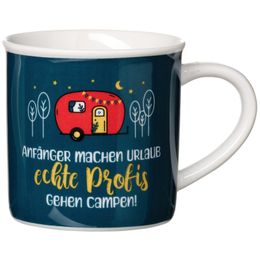 Ritzenhoff & Breker Becher &raquo;Camping&laquo; "Anf&auml;nger machen Urlaub,..." - in Geschenkbanderole bunt Porzellan