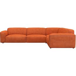 FLEXLUX Ecksofa &raquo;Lucera, super bequem durch hochwertigen Sitzaufbau mit Kaltschaum&laquo; modern & anschmiegsam, L-Form, Designsofa orange 85% Polyester/15%
