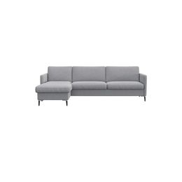 FLEXLUX Ecksofa &raquo;Fiore, L-Form&laquo; schmale Armlehnen, Kaltschaum, F&uuml;&szlig;e Alu+schwarz grau 100% Polyester