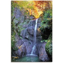 Artland Wandbild &raquo;Niedersonthofener Wasserfall im Allg&auml;u&laquo; Wasserfallbilder 1 Stk. tlg. auf Holzrahmen gespannt beige Leinwand