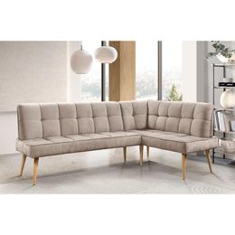 exxpo - sofa fashion Eckbank &raquo;Latte&laquo; moderne Sitz- und R&uuml;ckensteppung, bequem und elegant, hoher Holzfu&szlig; 100% PES