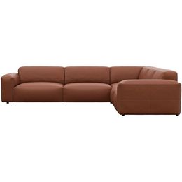 FLEXLUX Ecksofa &raquo;Lucera, super bequem durch hochwertigen Sitzaufbau mit Kaltschaum&laquo; modern & anschmiegsam, L-Form, Designsofa braun 100% Echteder