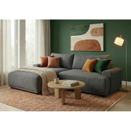 Trendmanufaktur Ecksofa &raquo;Fordon, Schlafsofa mit Bettkasten, Couch in L-Form, Breite 250 cm&laquo; in Struktur fein LEO, haustierfreundlich, anthrazit, 