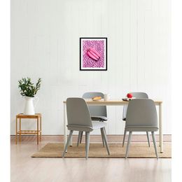 queence Bild &raquo;Jason&laquo; Essen Figuren Kunst Lebensmittel Obst Obst Bilder 1 Stk. tlg. HD Premium Poster-Druck inkl. Holzrahmen rosa Acrylglas, Holz, 