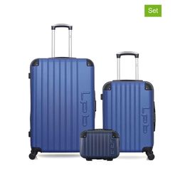 Les P'tites Bombes Les P ́tites Bombes 3tlg. Set: Hardcase-Trolleys und Beautycase "Hmabourg" in Blau - 73% | Damen-koffer-reisegepaeck