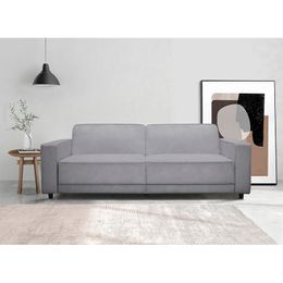 3-Sitzer &raquo;ALLIE Schlafsofa 225 cm&laquo; Bett-Funktion (108/190cm), trendiger Cord o. pflegeleichter Velours grau 100% Polyester
