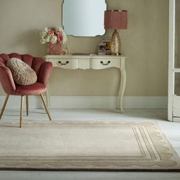 FLAIR RUGS Teppich &raquo;Lois mit Jakobsmuschelbord&uuml;re&laquo; rechteckig 10 mm H&ouml;he mit Jakobsmuschelbord&uuml;re beige Kunstfaser, Wolle