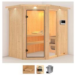Karibu Sauna &raquo;Frigga 1&laquo; Set, Ofen 9 KW externe Strg easy beige
