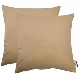 Tom Tailor HOME Dekokissen &raquo;Dove&laquo; unifarben, Kissenh&uuml;llen ohne F&uuml;llung, 2er Pack beige Baumwolle