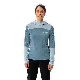 Vaude Damen Vaude Funktionsshirt &raquo;WOMEN'S TREMALZO LS SHIRT&laquo; mit Kapuze, mit Rei&szlig;verschlusstasche am R&uuml;cken, elastisches Material blau