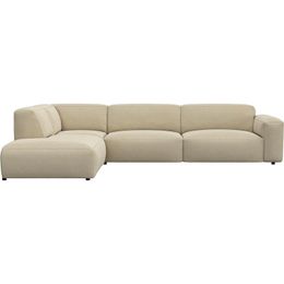 FLEXLUX Ecksofa &raquo;Lucera, super bequem durch hochwertigen Sitzaufbau mit Kaltschaum&laquo; modern & anschmiegsam, L-Form, Designsofa beige 100% Polyester
