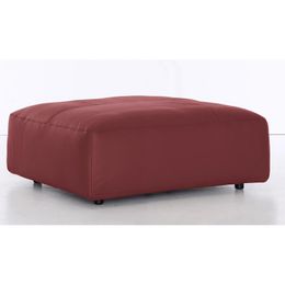 Musterring Hocker &raquo;LUCIA&laquo; rot Flachgewebe VALMONT (60% Baumwolle/40% Leinen);Leder PURO, pigmentiertes Leder;Microfaser CRONA (100% Polyester);Flachgewebe FLORIS