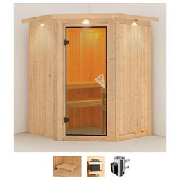 Karibu Sauna &raquo;Nanna&laquo; Set, Ofen 3,6 kW intgr. Strg beige