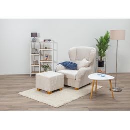 Home Affaire Ohrensessel &raquo;Oliver&laquo; Ohrensess,mit Hocker,Zierkissen,Klassische Form beige 100%Polyester