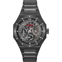Hugo Herren Hugo Multifunktionsuhr &raquo;#GRAIL SKELETON&laquo; Armbanduhr, Quarzuhr, Herrenuhr, Datum, Edelstahlarmband schwarz