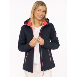 Zwillingsherz Softshelljacke "Gl&uuml;cksmomente" in Dunkelblau/ Pink - 60% | Gr&ouml;&szlig;e L | Damen-outdoorjacken