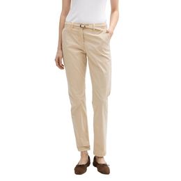 Tom Tailor Damen Tom Tailor Chinohose mit G&uuml;rtel beige 32, L&auml;nge 32