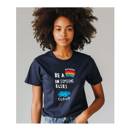 WOOOP Shirt "Be a rainbow" in Dunkelblau - 62% | Gr&ouml;&szlig;e XL | Damen-tops