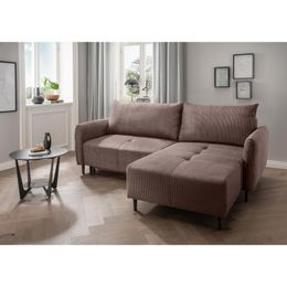 Home Affaire Ecksofa &raquo;Mara, L-Form, aktueller Cord Bezug und tolle Farben, schmale Armlehnen&laquo; whlw. mit Bettfunktion,Recamiere links/rechts montierbar
