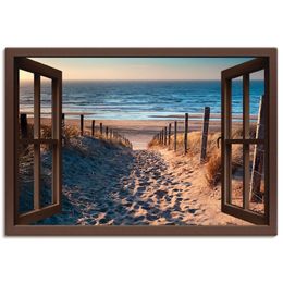 Artland Leinwandbild &raquo;Fensterblick Weg zum Nordseestrand&laquo; Strand 1 Stk. tlg. als Leinwandbild in verschied. Gr&ouml;&szlig;en beige Leinwand