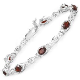 Vira Jewels Damen Armband &raquo;925-Sterling Silber rhodiniert Gl&auml;nzend Granat bordeaux&laquo; wei&szlig;