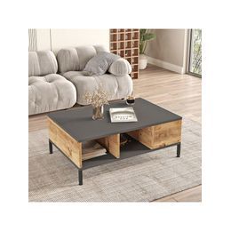 Evila Couchtisch in Grau/ Hellbraun - (B)90 x (H)33 x (T)60 cm - 79% | Tische
