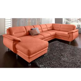 Sit & More sit&more Wohnlandschaft &raquo;Mailand U-Form, B: 312 cm&laquo; optional Bettfunktion orange NaturLEDER (echtes Rindleder)/Korpus passendes Kunstleder Softlux ;