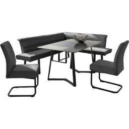 OTTO home Eckbankgruppe &raquo;(Set, 4-tlg. Tisch, Bank und 2 St&uuml;hle), Taschenfederkern&laquo; Tisch (140x90cm) schwarz, Bank und St&uuml;hle anthrazit oder beige