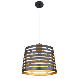 Globo LIGHTING H&auml;ngeleuchte &raquo;ABLONA&laquo; E27 1 Stk. H&auml;ngelampe/Pendelleuchte/Holz/goldfarben/H&ouml;he k&uuml;rzbar