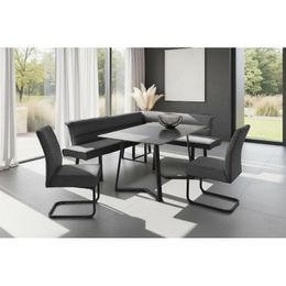 OTTO home Eckbankgruppe &raquo;(Set, 4-tlg. Tisch, Bank und 2 St&uuml;hle), Taschenfederkern&laquo; Tisch (140x90cm) schwarz, Bank und St&uuml;hle anthrazit oder beige