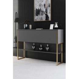 Evila Sideboard "Luxe" in Grau/ Gold - (B)120 x (H)80 x (T)30 cm - 78% | Regale