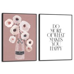 Reinders Poster &raquo;Happiness Flowers&laquo; Wohnzimmer - Blumen - Pfingstrosen - Braun - MDF - Abstrakt - 30x40 cm braun