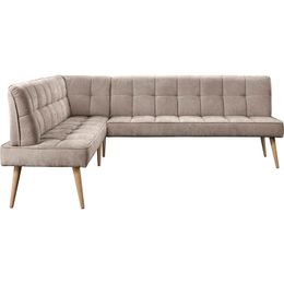exxpo - sofa fashion Eckbank &raquo;Latte&laquo; moderne Sitz- und R&uuml;ckensteppung, bequem und elegant, hoher Holzfu&szlig; 100% PES