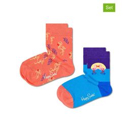 Happy Socks 2er-Set: Socken in Blau/ Orange - 69% | Gr&ouml;&szlig;e 22-24 | Babysocken-strumpfhosen