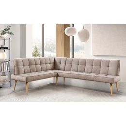 exxpo - sofa fashion Eckbank &raquo;Latte&laquo; moderne Sitz- und R&uuml;ckensteppung, bequem und elegant, hoher Holzfu&szlig; 100% PES