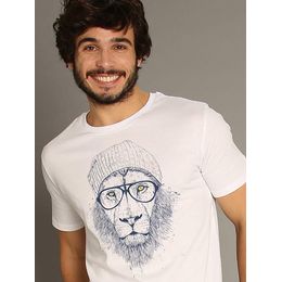 WOOOP Shirt "Cool Lion" in Wei&szlig; - 60% | Gr&ouml;&szlig;e S | Herren-plussize