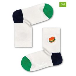 Happy Socks 2er-Set: Socken "Burger" in Wei&szlig; - 70% | Gr&ouml;&szlig;e 13-21 | Babysocken-strumpfhosen