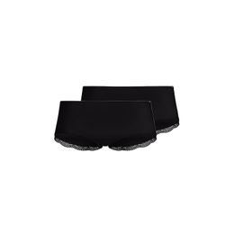 Skiny Damen Panty &raquo;Classicotton&laquo; 2er Pack, bequem, basic, mit Spitze, Baumwollmix schwarz 40