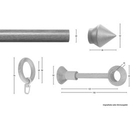 Garesa Gardinenstange &raquo;Palmo&laquo; &Oslash; 28 mm 1 l&auml;ufig-l&auml;ufig Wunschma&szlig;l&auml;nge Vorhanggarnitur aus Holz, verl&auml;ngerbar, mit Ringe/2 Lauf Gleiter braun 