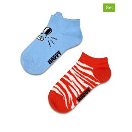 Happy Socks 2er-Set: Socken "Cat" in Orange/ Hellblau - 58% | Gr&ouml;&szlig;e 22-24 | Kinder-socken-strumpfhosen