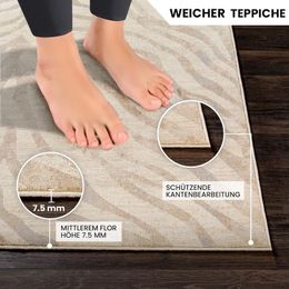 Teppich &raquo;LUANDA&laquo; rechteckig 11 mm H&ouml;he Skandinavischer Teppich, Boho Wohnzimmerteppich/L&auml;ufer im Zebra Muster beige Kunstfaser