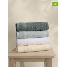 Elizabed 4er-Set: Handt&uuml;cher in Grau/ Creme/ Wei&szlig; - 69% | Gr&ouml;&szlig;e 50x90 cm | Badtextilien